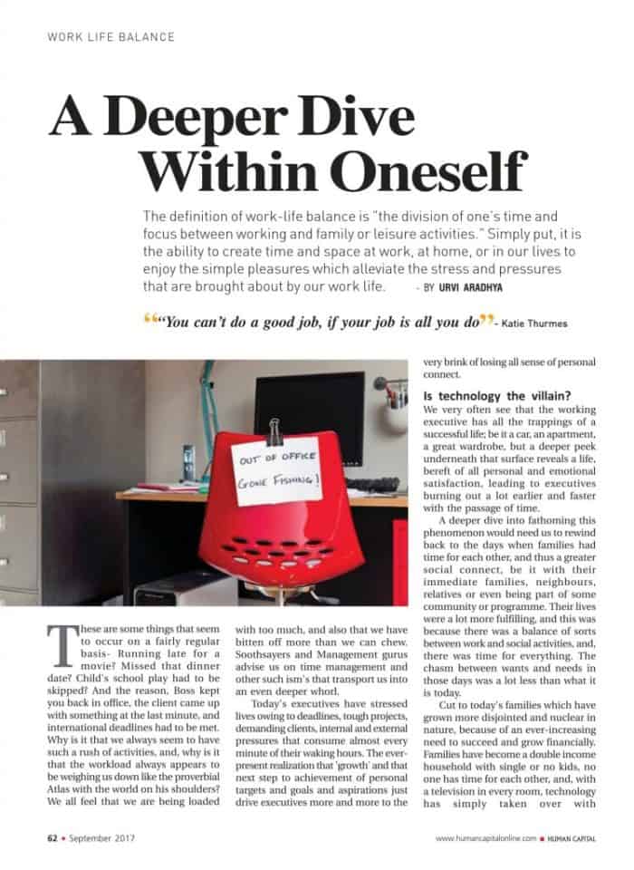 Work Life Balance | Human Capital Magazine - K Raheja Corp.